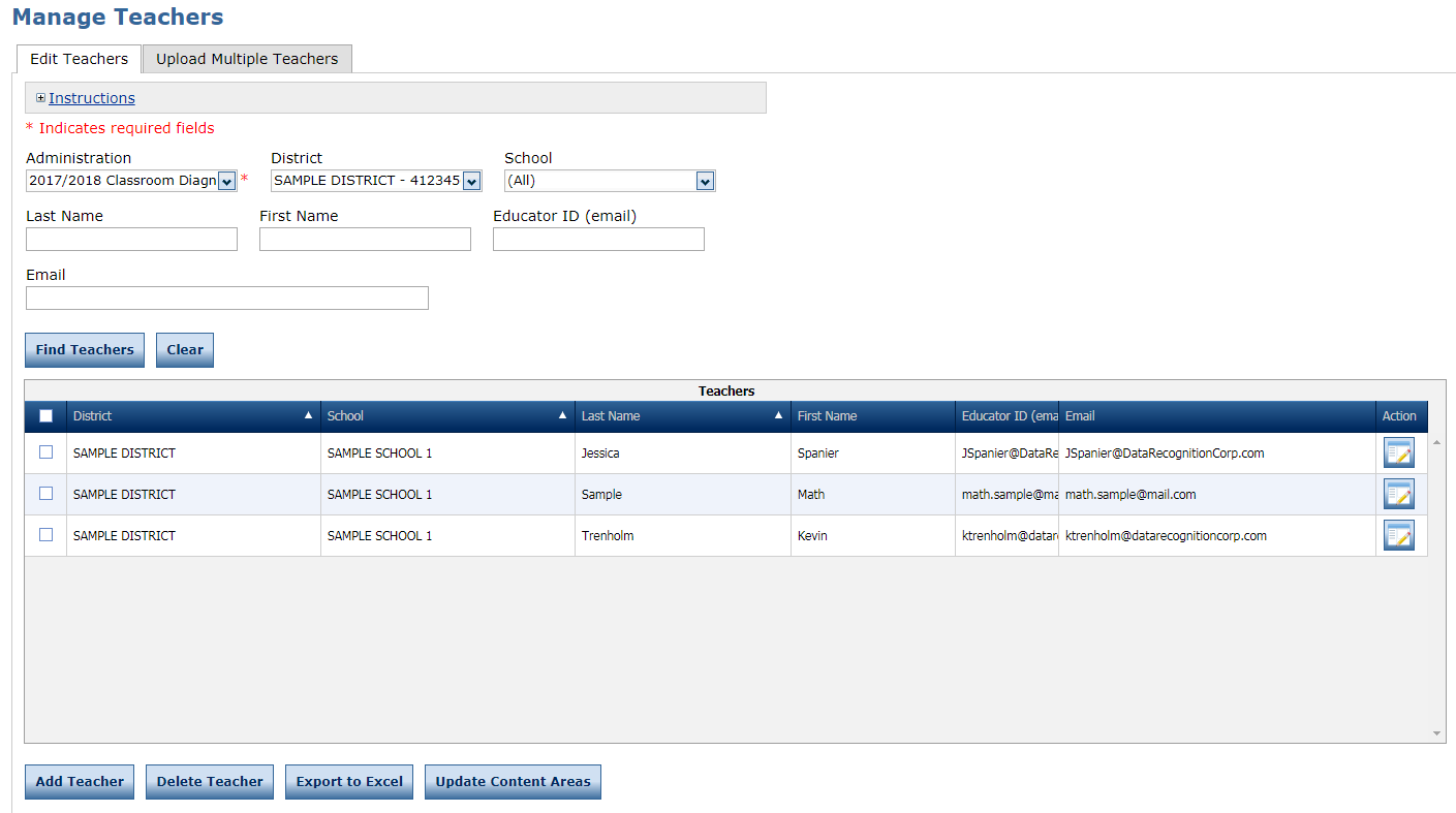 View and Edit Teacher Information – TerraNova NEXT Training