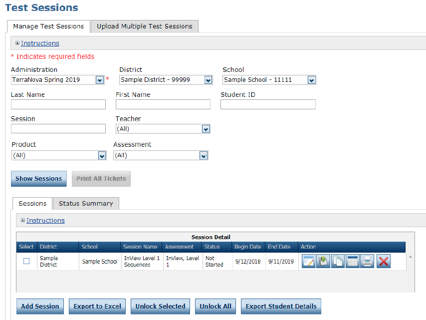 STEP 5: Create and Manage Test Sessions – TerraNova NEXT Training