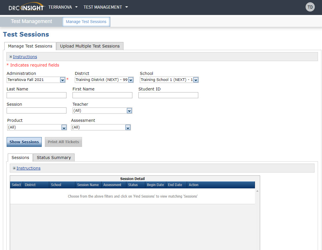 STEP 7: Print Test Tickets and Rosters – TerraNova NEXT Training